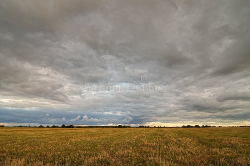 Clouds over the field. stock photo. Image of autumn - 123911492