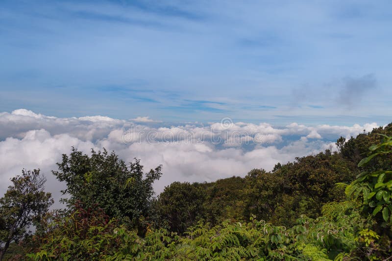 Clouds Over Mountain. Volcano Mount Merapi Stock Photo - Image of ...