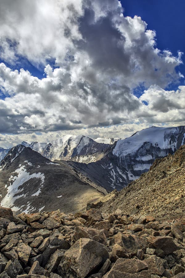 Clouds over the mountains. stock image. Image of high - 123691017