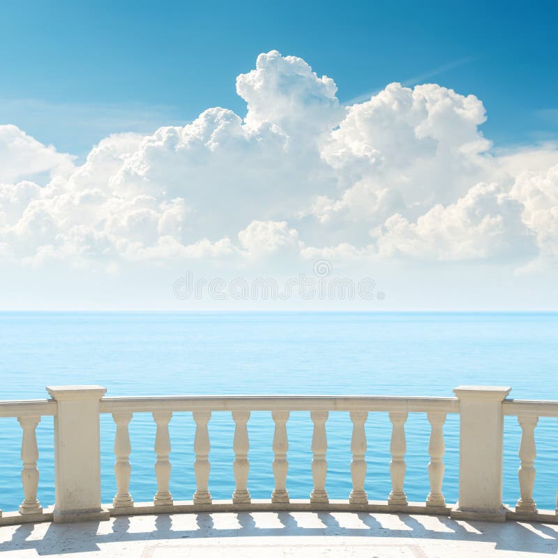 Clouds Over Sea and Balcony Stock Photo - Image of balcony, balustrade ...