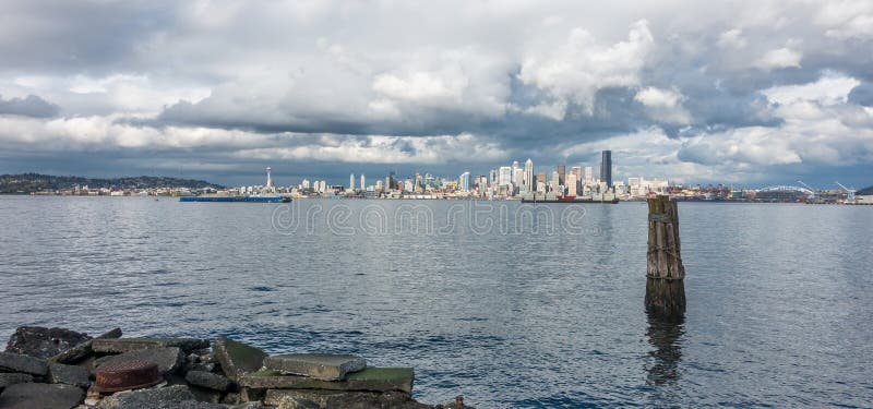 Clouds Over Seattle Skyline Stock Photo - Image of architecture ...