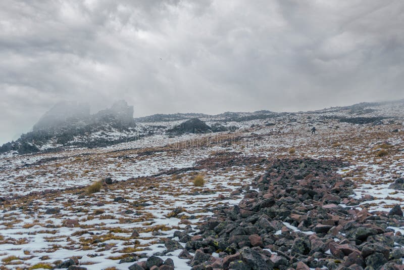 A Clouds Over Volcano Slope Stock Image - Image of geology, colourful ...