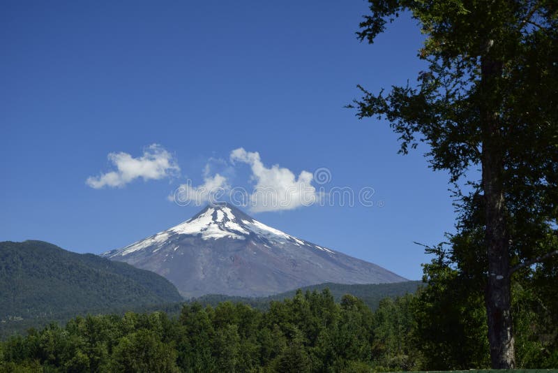 Clouds Over the Volcano Villarica. Shot from Pucon Chile Stock Image ...