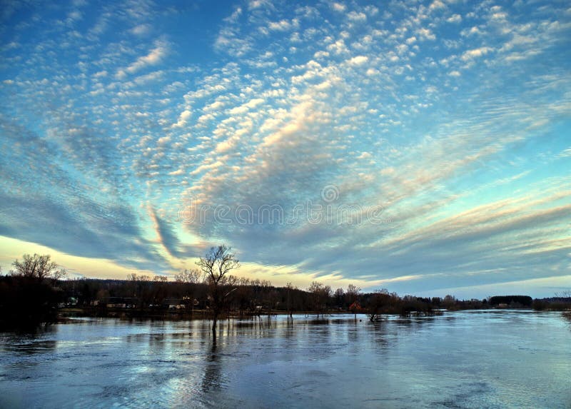 Clouds over water stock image. Image of evening, forest - 42991147