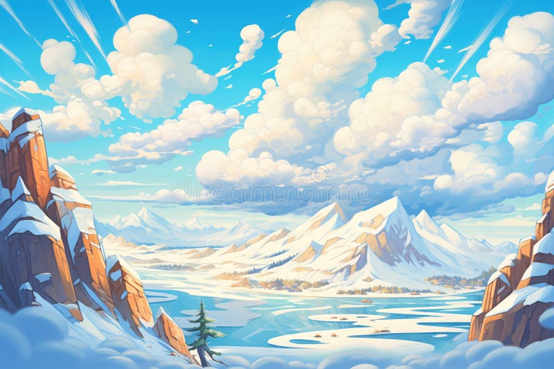 Clouds Parting Above Snow-covered Mountains Stock Image - Image of ...