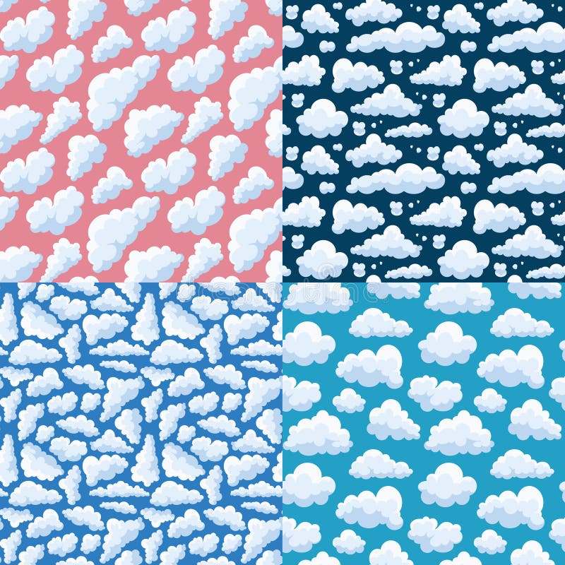 Clouds Pattern in Cartoon Style Vector Collection. Stock Vector ...