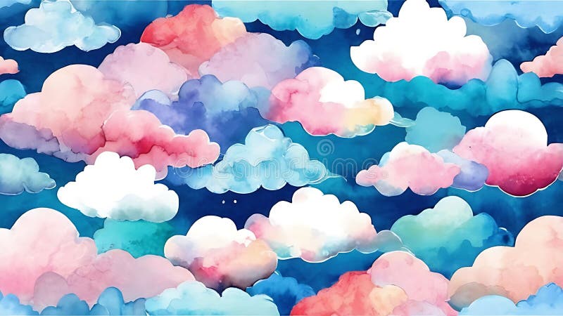 Clouds?Patterns WATERCOLOE ILLUSTRATION Generative AI Stock ...
