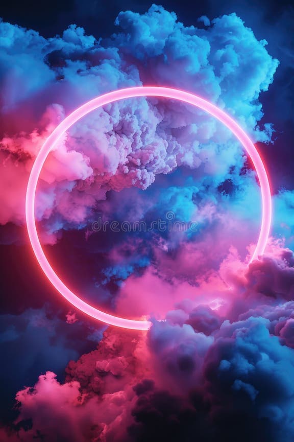 Pink Blue Circle Clouds stock photo. Image of aerial - 375960302