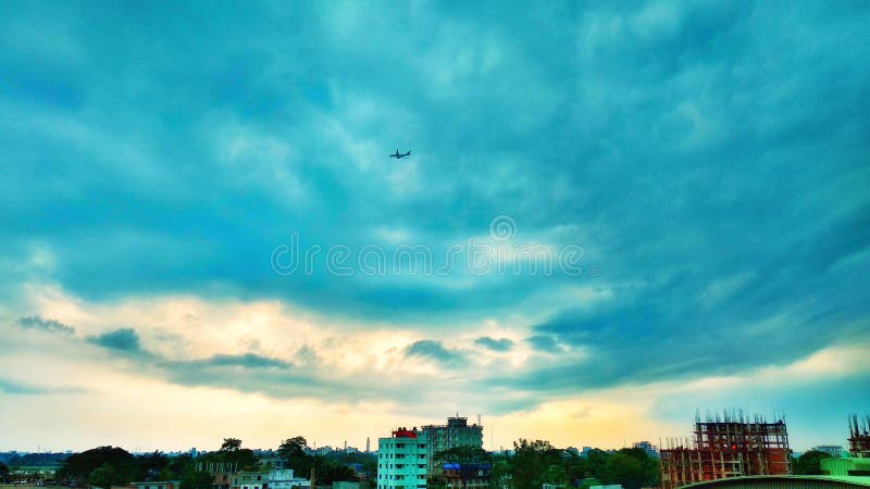Clouds and a plan stock photo. Image of looks, beautiful - 114876840