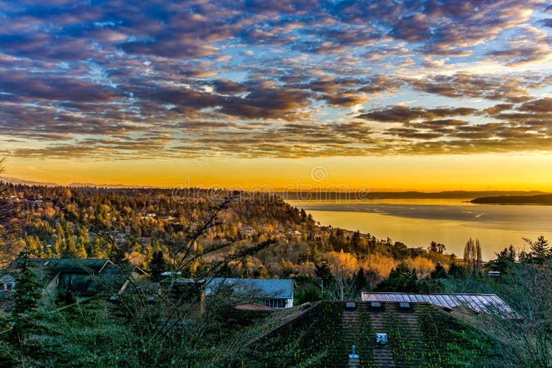 Clouds Puget Sound Sunset 2 Stock Image - Image of state, washington ...