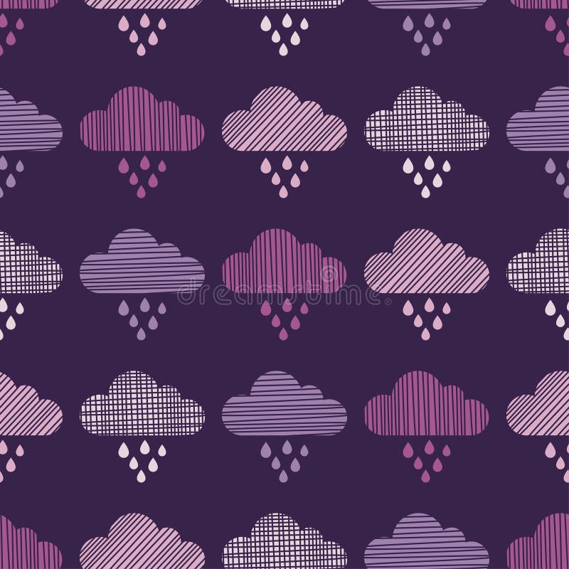 Clouds and Rain Drops Seamless Pattern. Strokes Texture Stock ...
