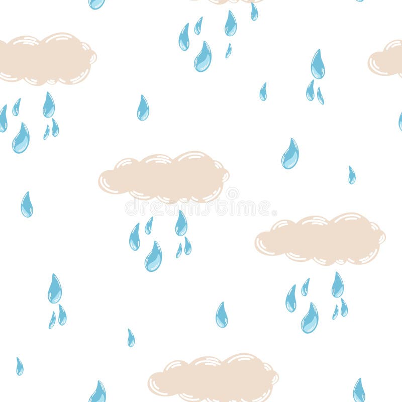 Clouds with Rain Seamless Pattern. Weather Forecast. Perfect for Cards ...