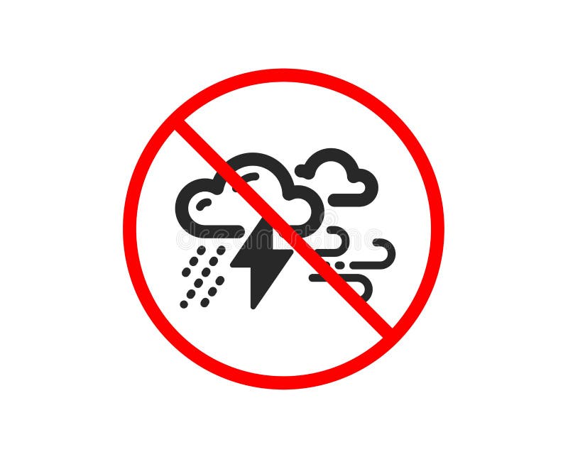 Clouds with Raindrops, Lightning, Wind Icon. Bad Weather Sign. Vector ...