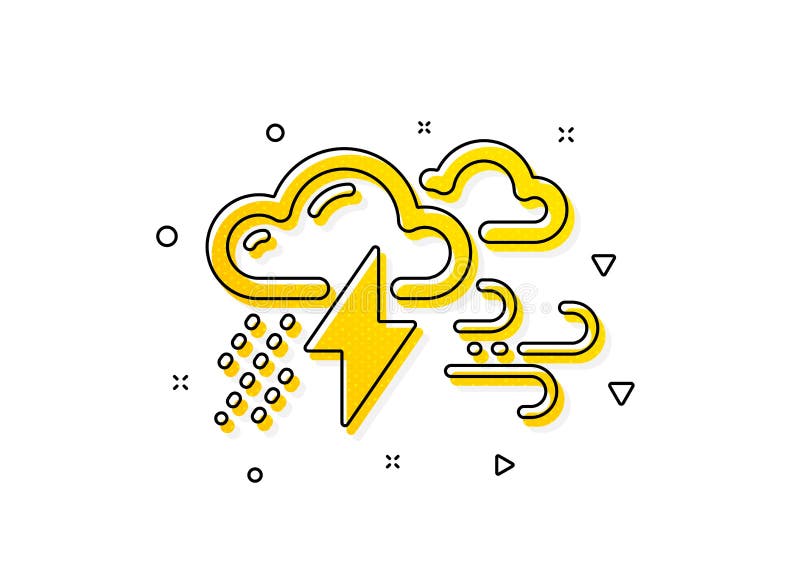 Clouds with Raindrops, Lightning, Wind Icon. Bad Weather Sign. Vector ...