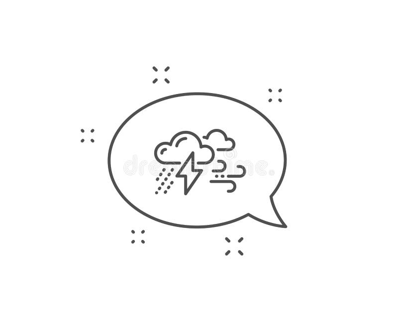 Clouds with Raindrops, Lightning, Wind Line Icon. Bad Weather Sign ...