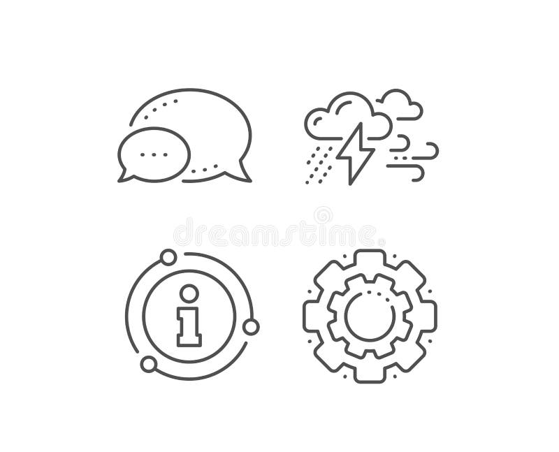 Clouds with Raindrops, Lightning, Wind Line Icon. Bad Weather Sign ...