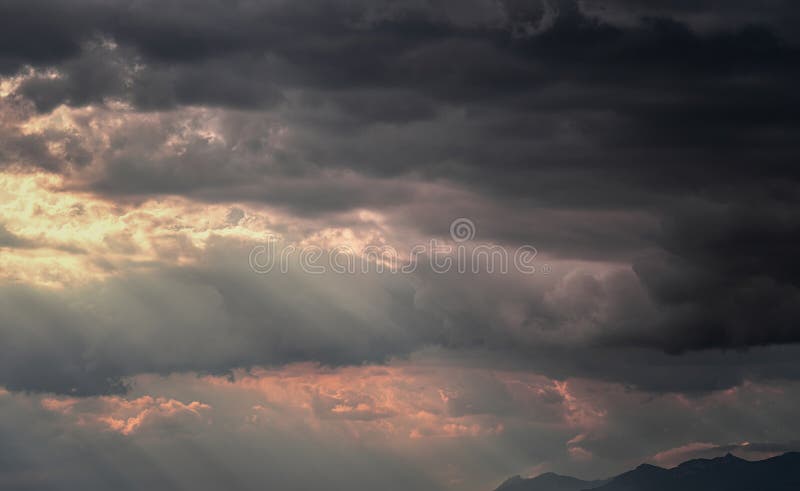 Clouds before Raining with Mountains in the Background Stock Photo ...