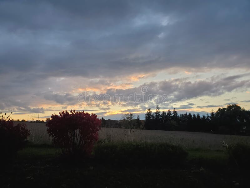 A Cloudy Fall Sunset in Waterloo Region Stock Image - Image of distance ...