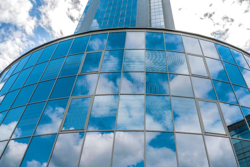Glass Facade of Building and Sky Reflection Stock Photo - Image of ...