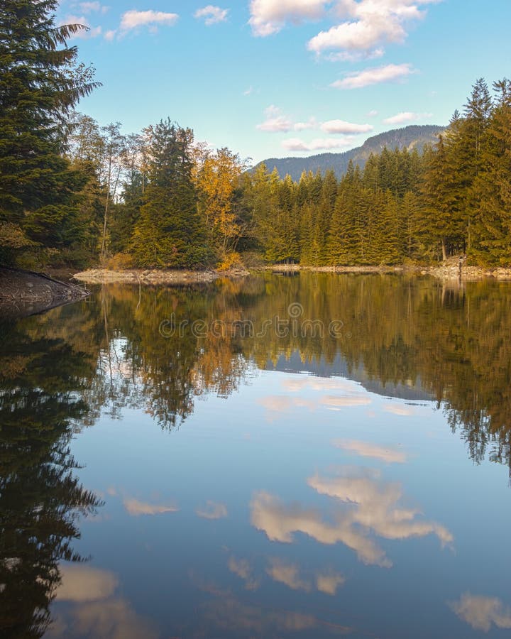 Clouds Reflection in Autumn Lake Forest Stock Photo - Image of northern ...