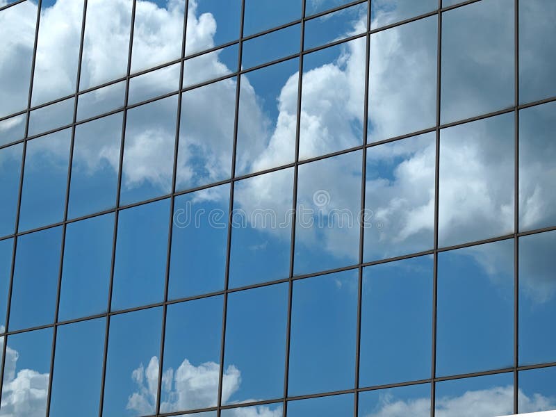 Clouds Reflection in Modern Office Block Windows Stock Image - Image of ...