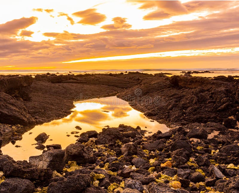Clouds Reflection in Tide Pools on the Volcanic Shoreline of Giada S ...