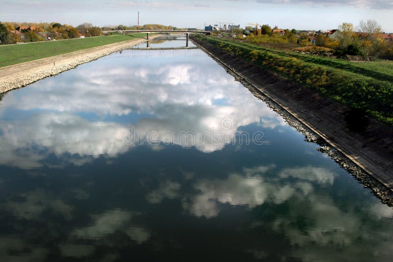 Cloud Reflection in Water Canal Stock Photo - Image of perspective ...