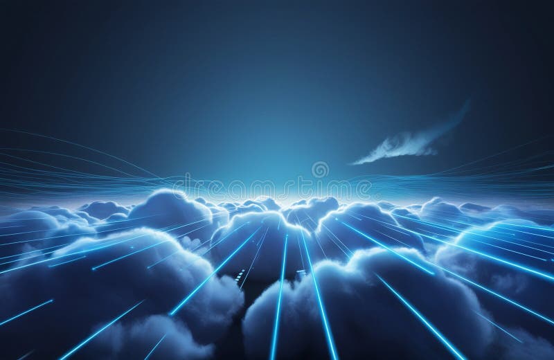 Clouds in Digital Data Transfer Background Stock Illustration ...