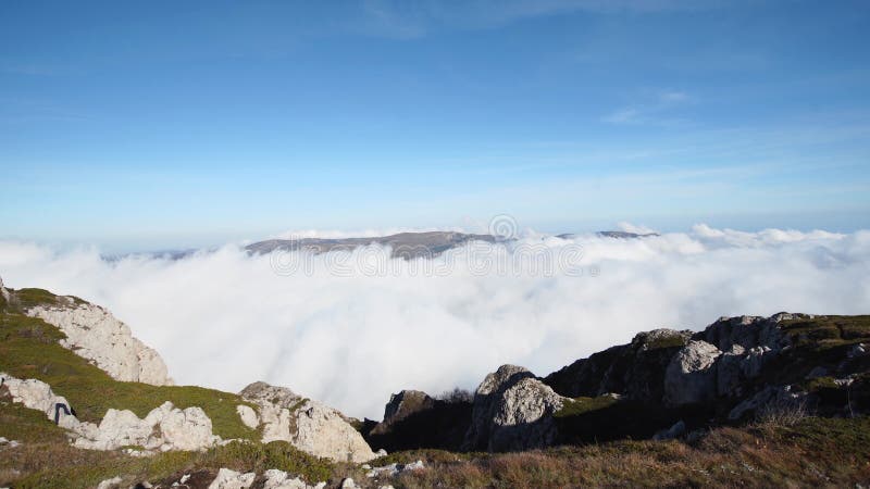 Clouds Running in the Mountains Panoramic View from Above. Flowing ...