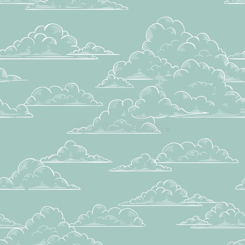 Clouds Seamless Pattern Hand-drawn Stock Vector - Illustration of ... Clouds Seamless Pattern Hand-drawn Stock Vector - Illustration of ...