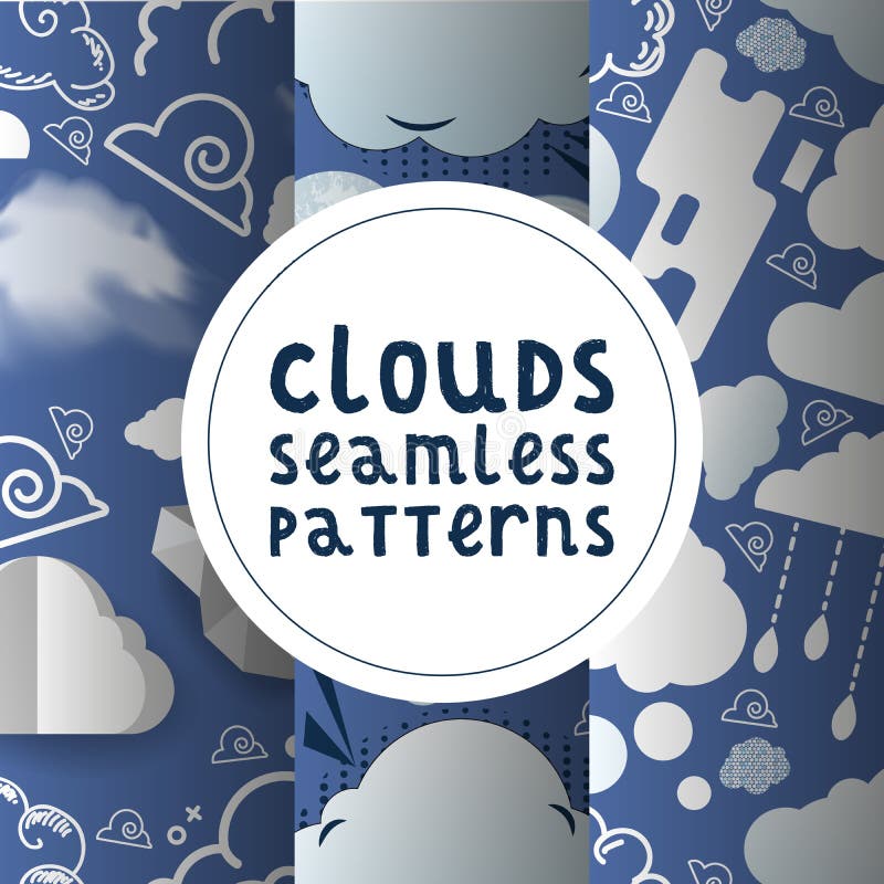 Clouds Seamless Pattern Vector Cloudy Backdrop and Blue Skyline Heaven ...