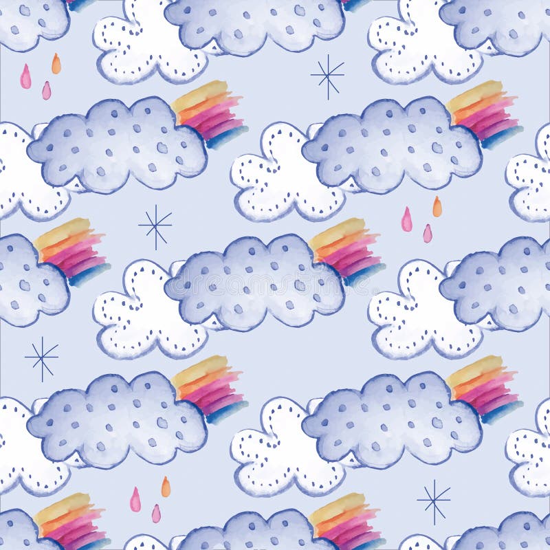 CLOUDS SEAMLESS REPEAT PATTERN TILE Stock Illustration - Illustration ...