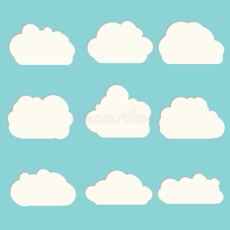 Clouds with Shadow Icon Set Illustration Stock Vector - Illustration of ...