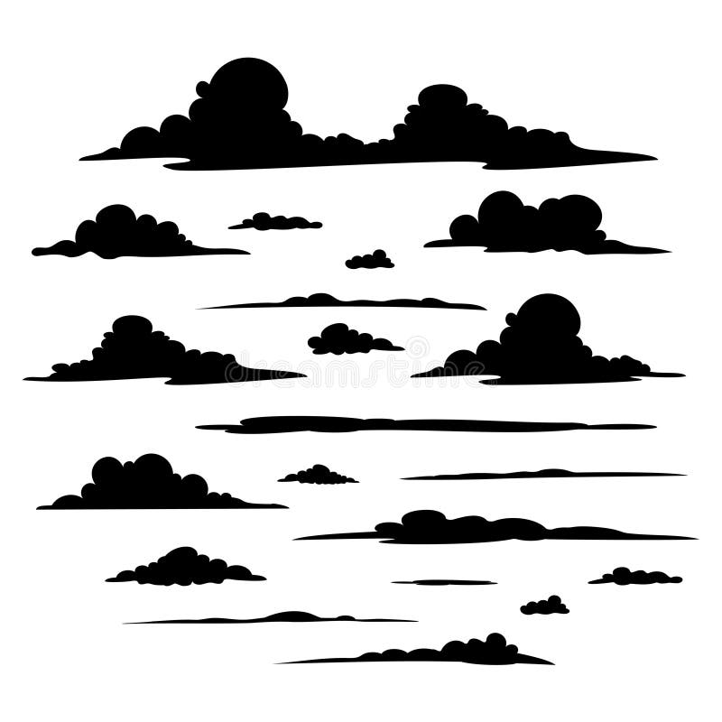 Clouds Silhouette Collection Stock Vector - Illustration of forecast ...