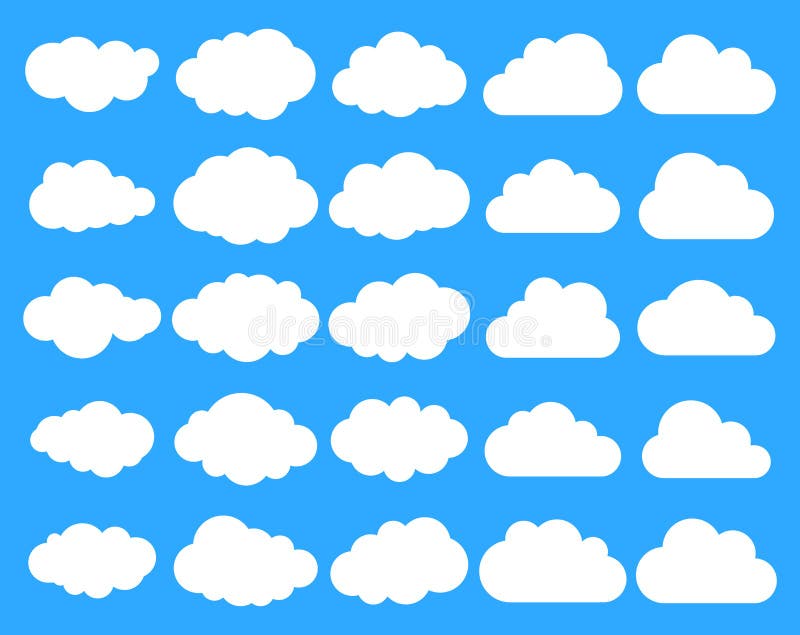 Clouds Silhouettes. Vector Set of Clouds Shapes. Collection of Various ...