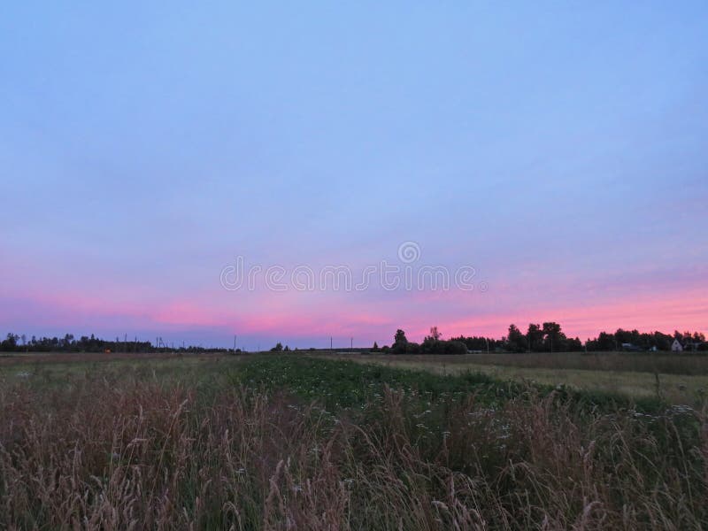 Pink Evening Sky during Sunset Stock Photo - Image of cloud, cloudy ...