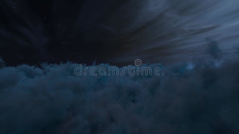 Flying through the Night Dark Blue Clouds with Moon Infinite Loop Stock ...