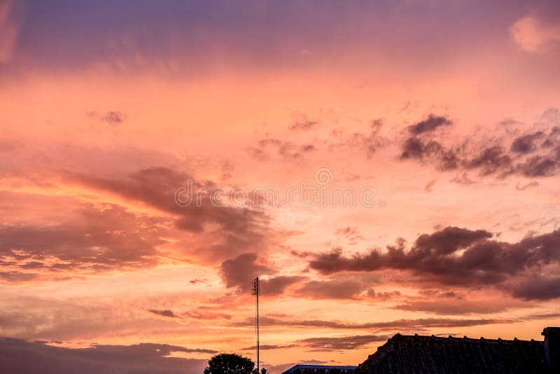 Clouds on Sky in Pink Colours, Sunset or Sunrise Stock Photo - Image of ...