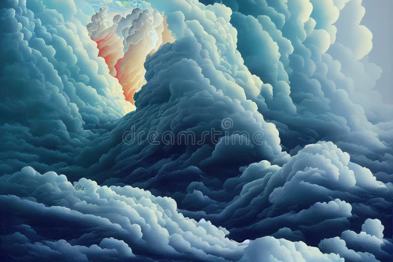 Clouds in the Sky Scenery Illustration, Simple Realistic Cartoon Style ...
