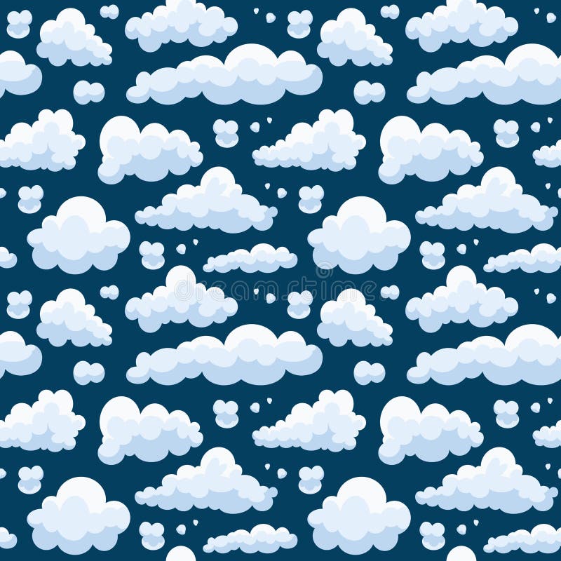 Clouds Sky Seamless Pattern in Cartoon Style Vector. Stock Vector ...