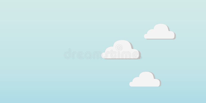 Clouds in the Sky. Three Objects. Isolated Light Blue Background. Plain ...