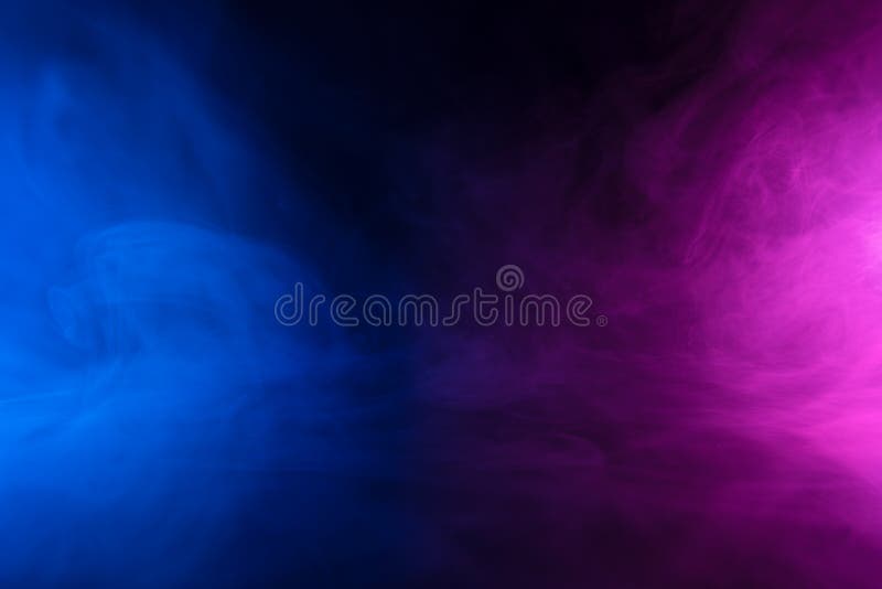 Clouds of Smoke in Neon Light on Dark Empty Scene Stock Photo - Image ...