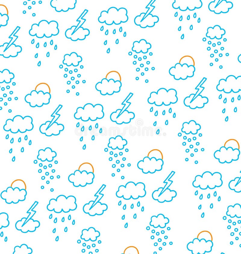 Clouds, Snow, Rain, Sun and Storms Stock Illustration - Illustration of ...