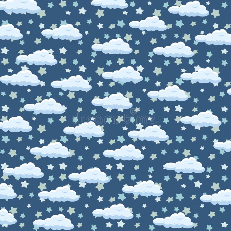 Clouds and Stars Baby Boy Theme Digital Pattern Paper for Scrapbooking ...