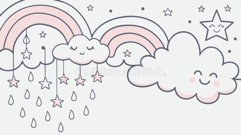 Clouds and Stars Border, Dreamy Frame and Celestial Design Vector ...