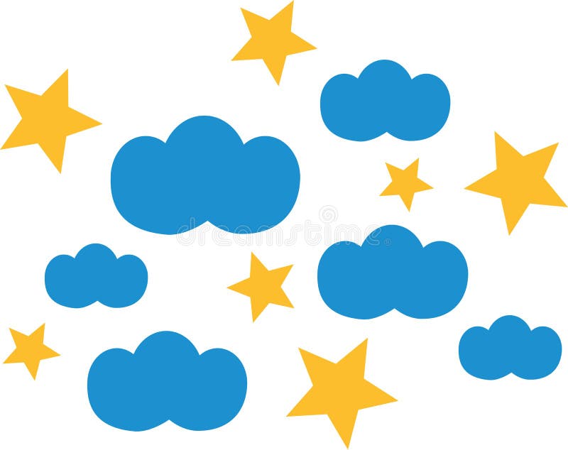 Clouds with stars stock vector. Illustration of clouds - 107159796