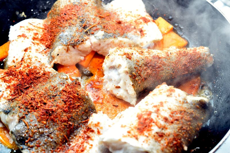 The Fish is Cooked in a Frying Pan. Stock Image - Image of dish, diet ...