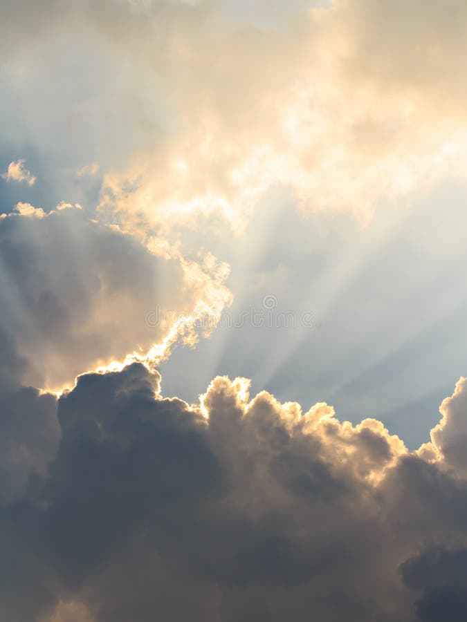 Clouds and sun beams stock photo. Image of light, flash - 64538536