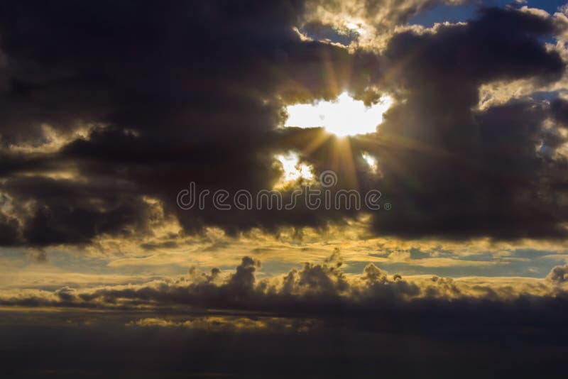 Clouds and the Sun Breaks through Stock Image - Image of rise, power ...