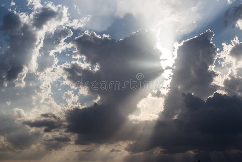 Clouds and sun rays stock image. Image of light, high - 96637937